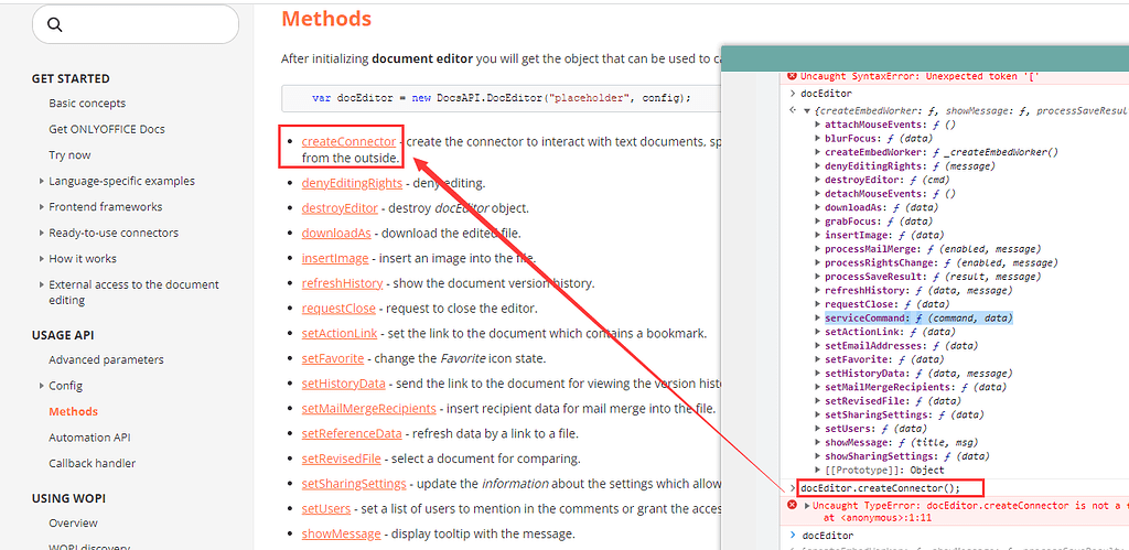 在线编辑器为什么没有docEditor.createConnector() 这个方法 - Docs - ONLYOFFICE Community
