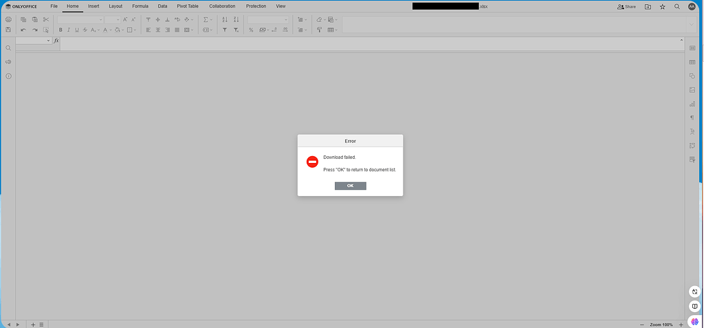 Error message when I try to open an Excel document: Download failed. Press “OK” to return to ...