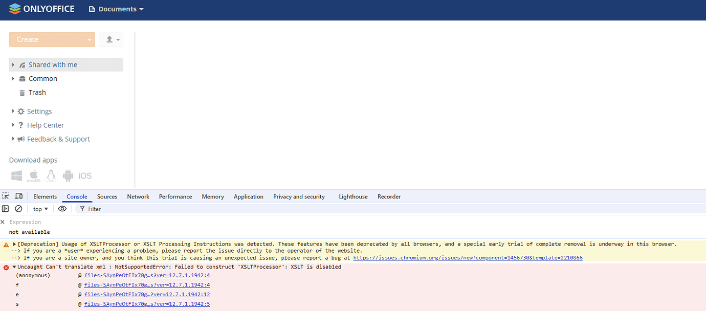 ONLYOFFICE Workspace Community does not display files in Chrome 144 ...