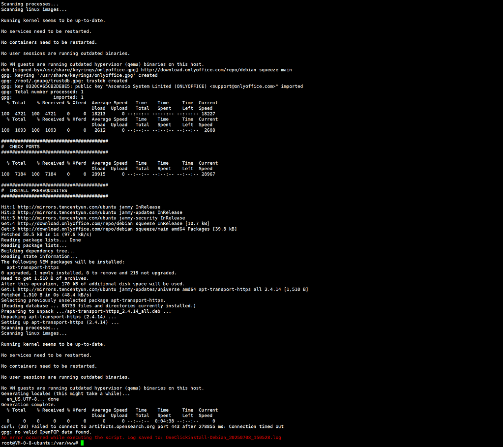 DocSpace install fails on Ubuntu 22.04 - Connection timeout - DocSpace - ONLYOFFICE