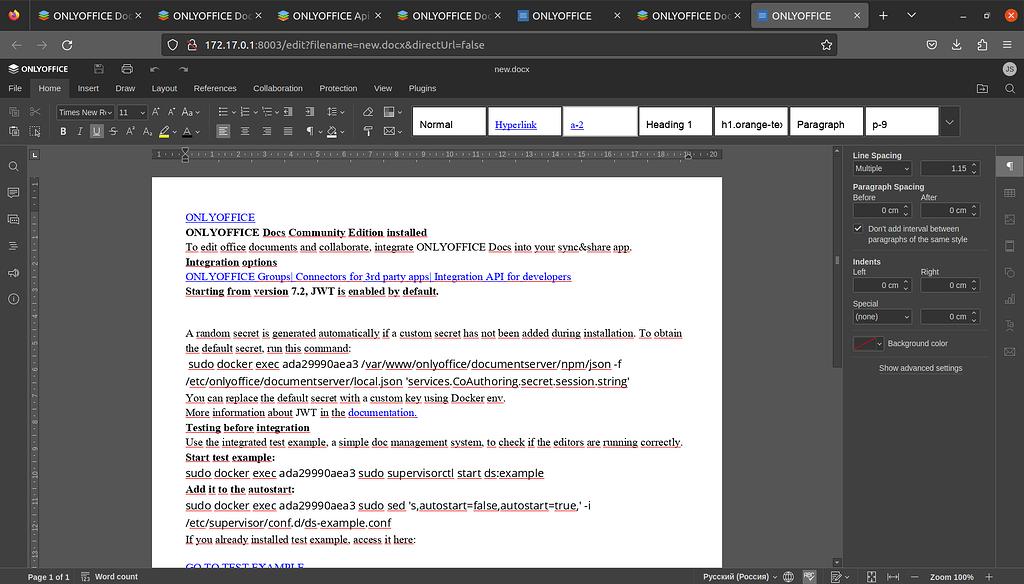 Default content is loading on a Docx - Docs API - ONLYOFFICE Community