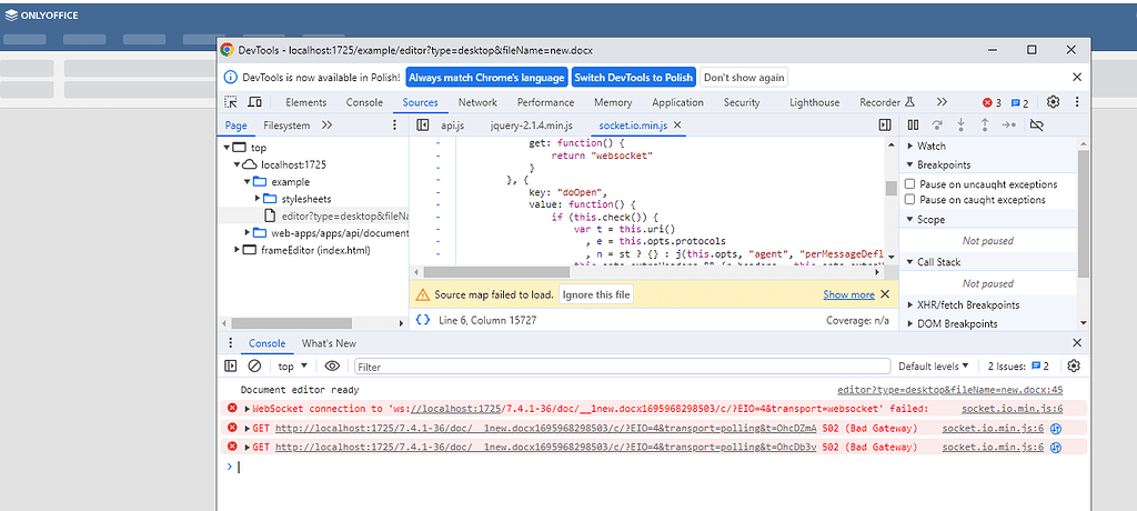 OnlyOffice - error example - Docs - ONLYOFFICE Community