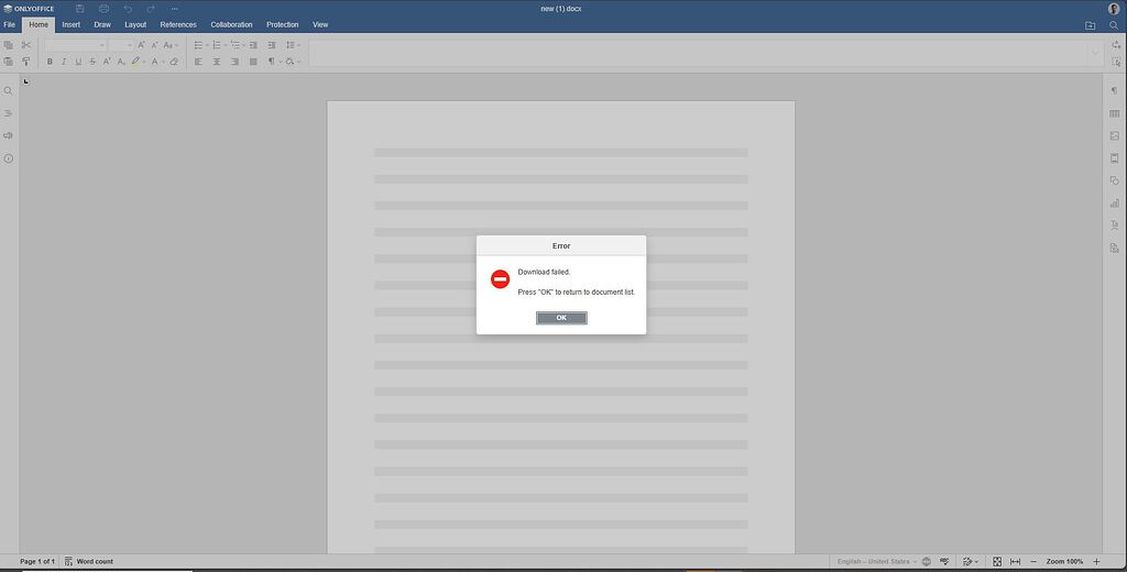 Error downloading file. Press “OK” to return to documents list. New ...