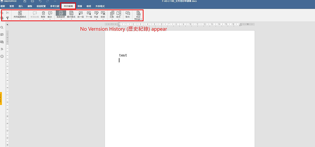 How to let the version history icon appear in the collaboration tab ...