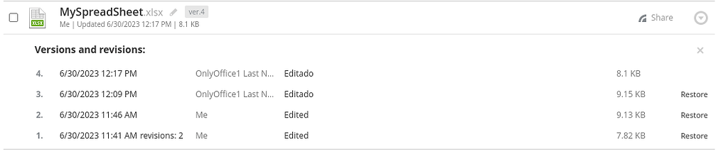 Document version history entries are stored using user's UI language ...