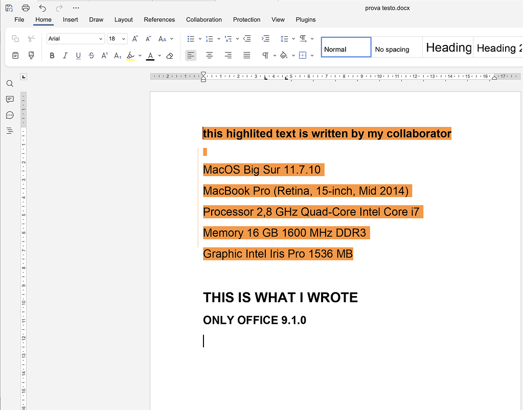 Highlight text from collaborator editing - Desktop editors - ONLYOFFICE Community