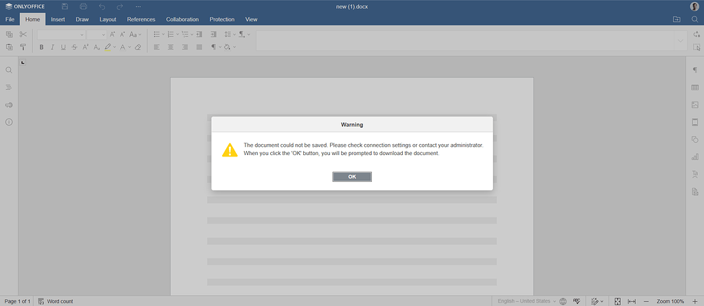 Issue while Opening any document and open editor run on official image [onlyoffice ...